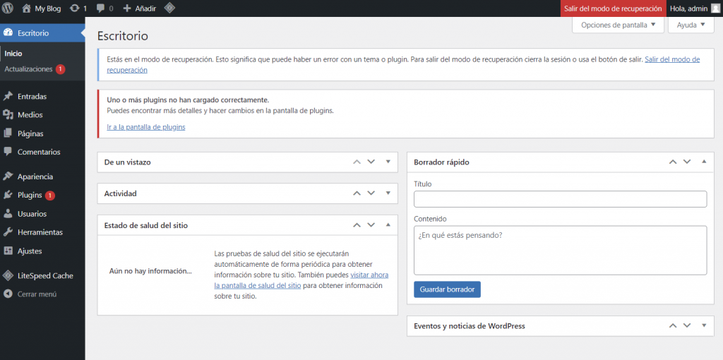 Qué es el modo recuperación de WordPress y cómo usarlo paso a paso | Blog de LucusHost